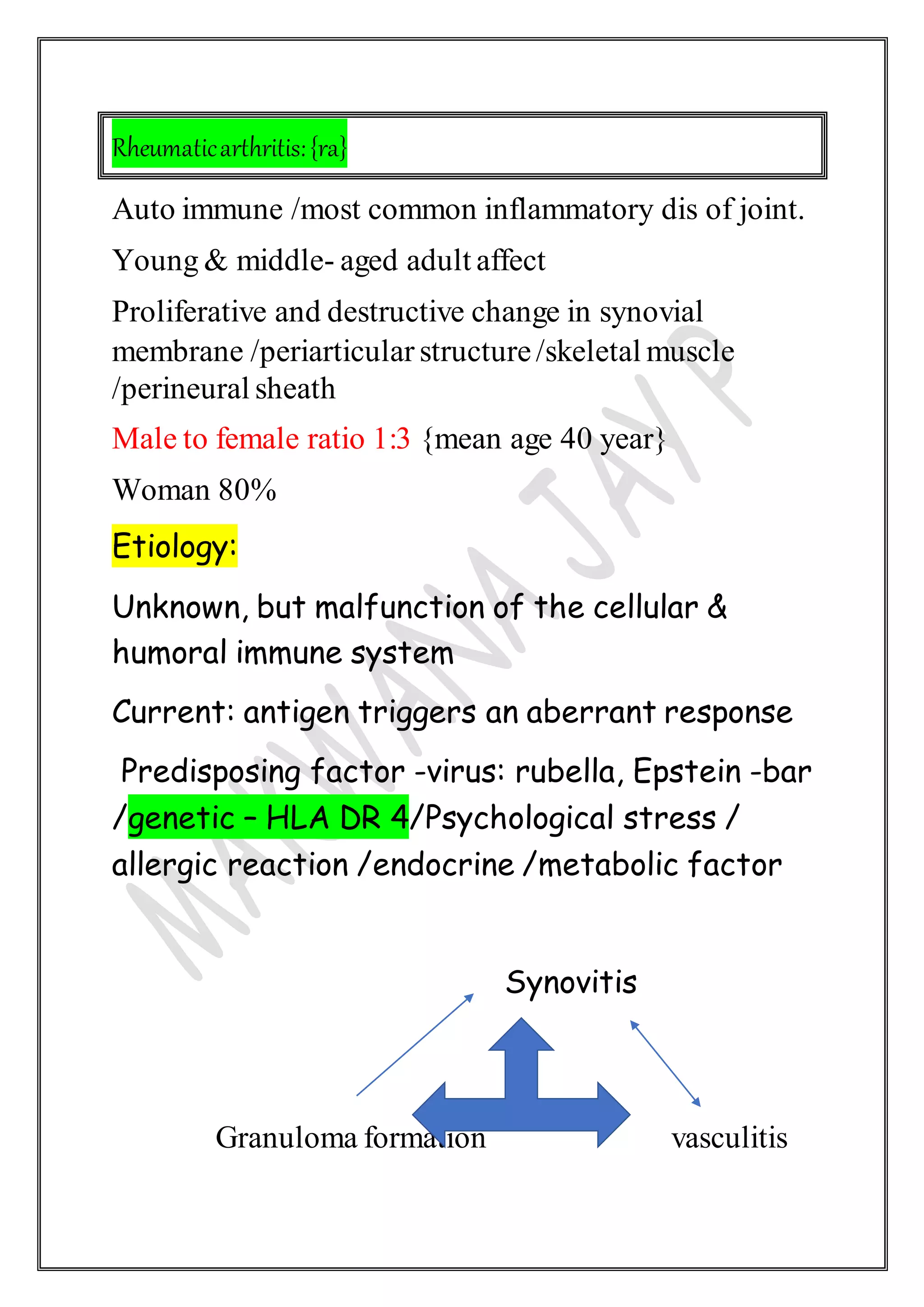Rheumatic arthritis | DOCX