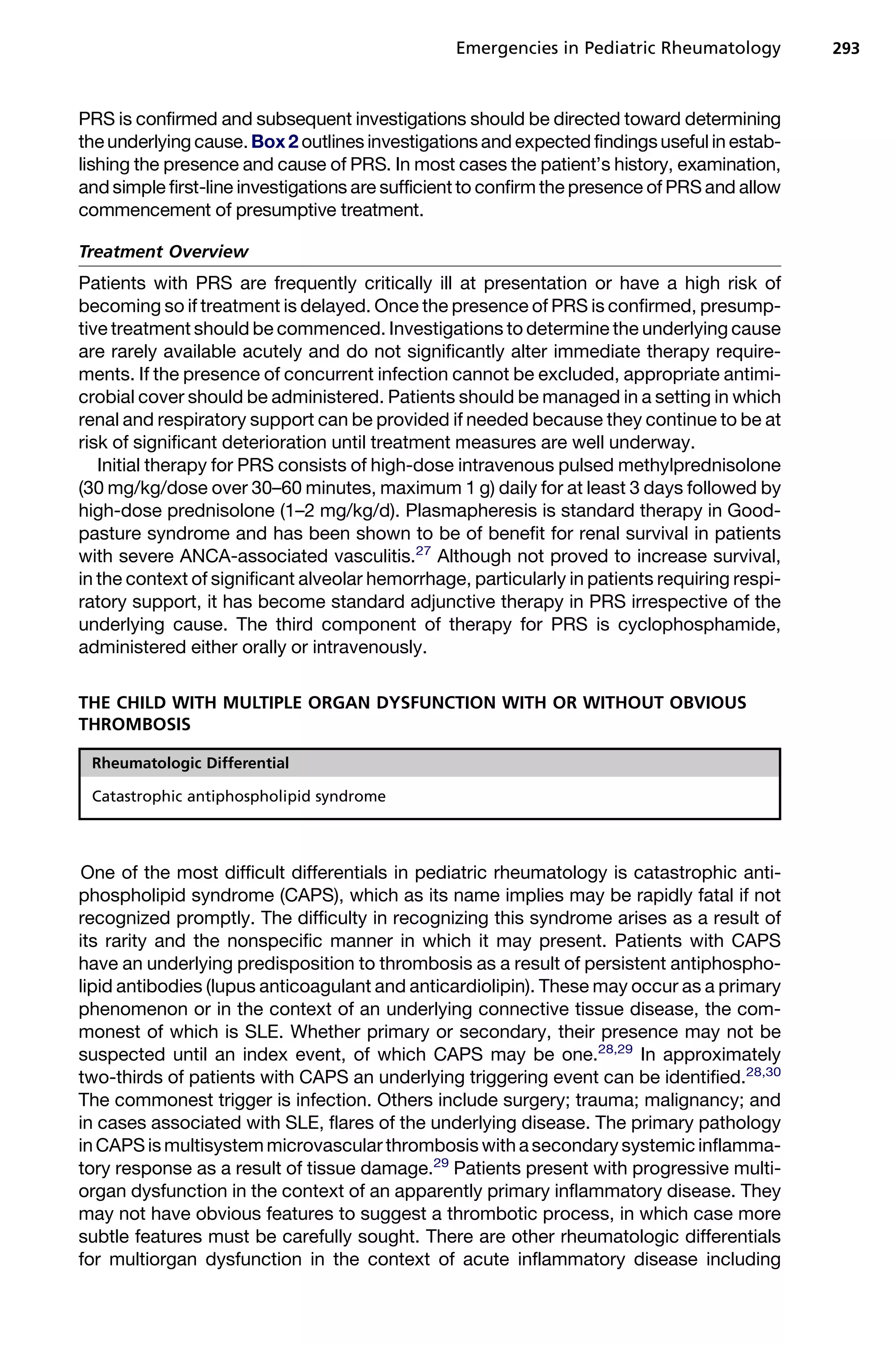 Emergencies in Pediatric Rheumatology | PDF