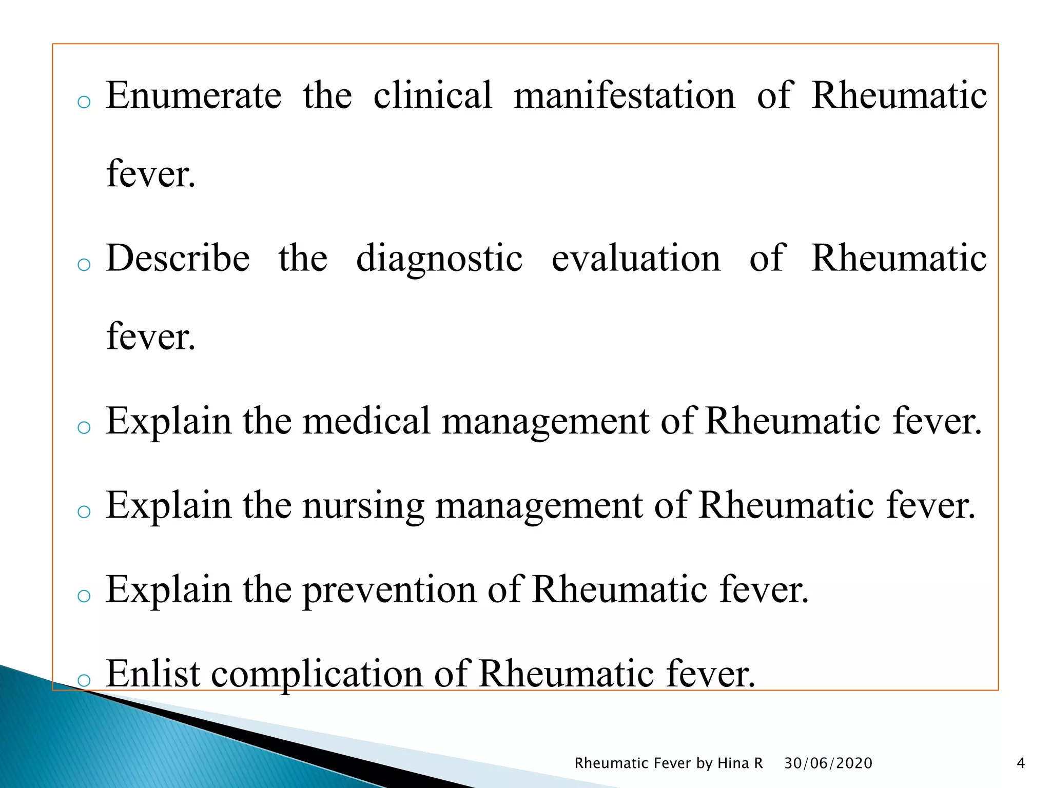 Rheumatic fever..hina | Infectious Diseases | Diseases and Conditions
