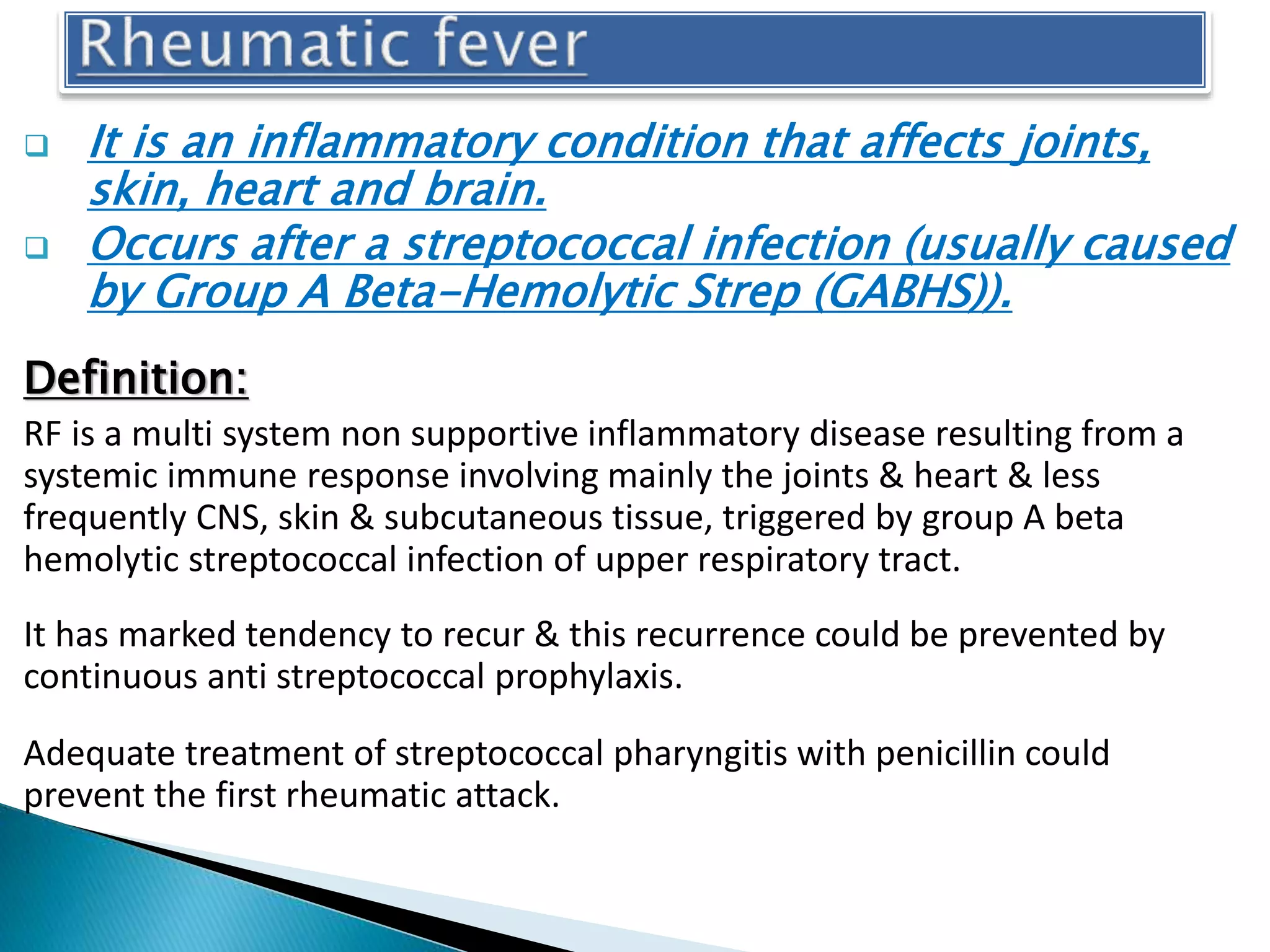 Rheumatic fever and Rheumatic heart disease | PPTX