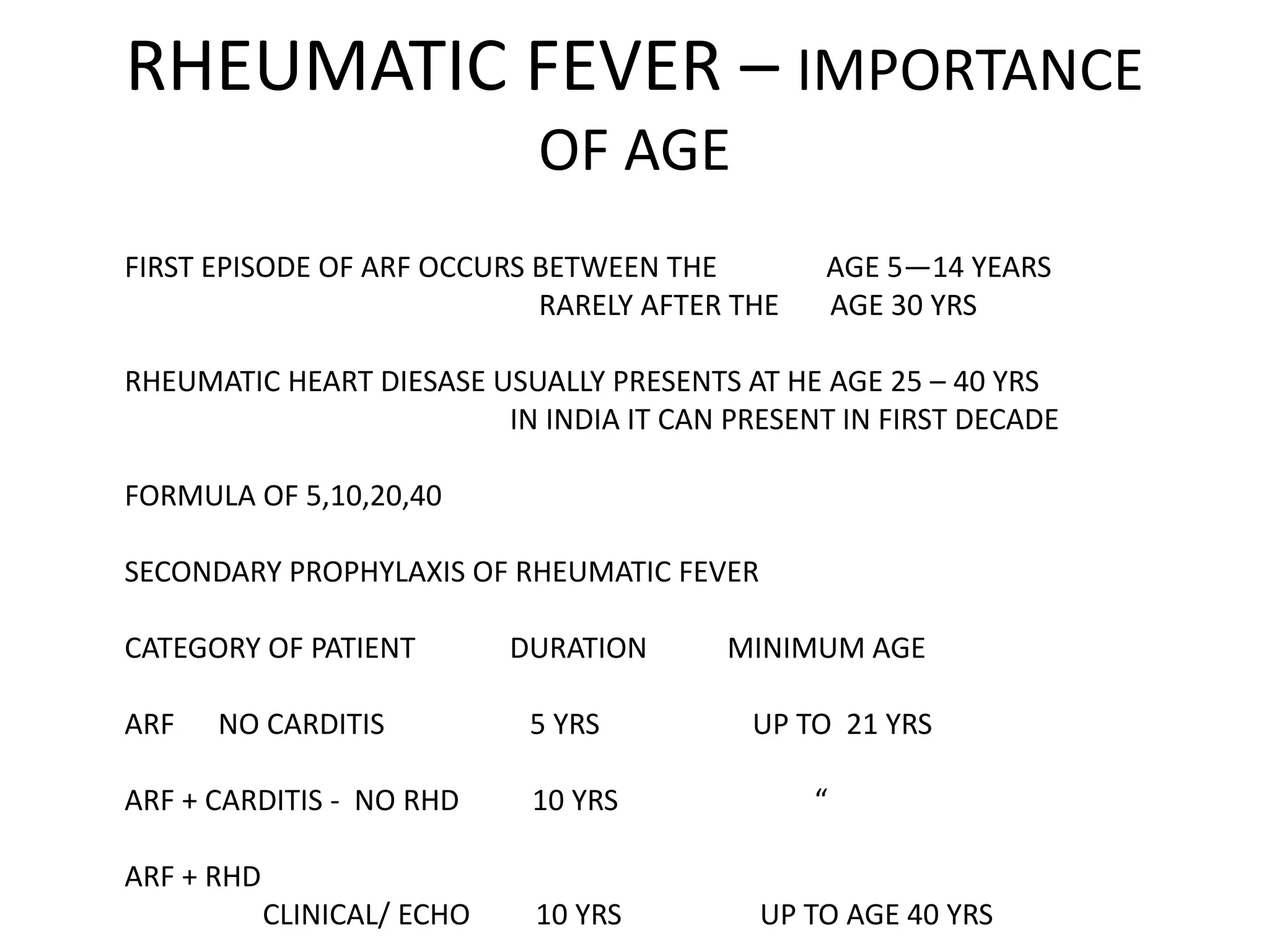 Rheumatic fever importance of age | PPT