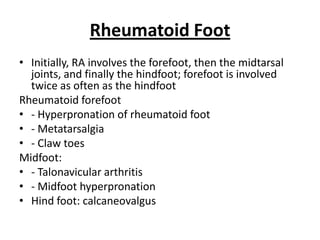 Rheumatoid arthritis for undergraduates | PPTX | Foot Health | Diseases ...