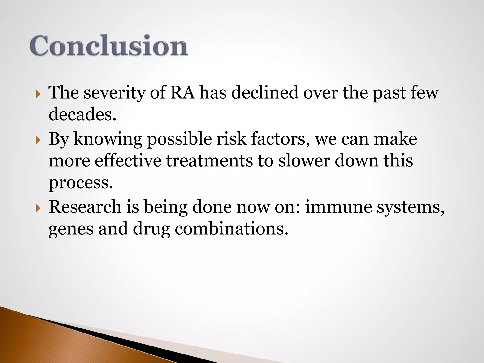 Rheumatoid arthritis: Risk Factors and Potential Treatments | PPTX