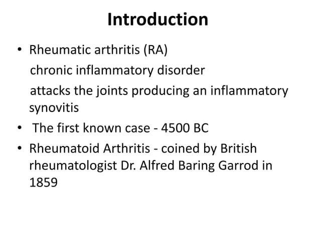 Rheumatoid arthritis - introduction and case study | PPTX | Diseases ...