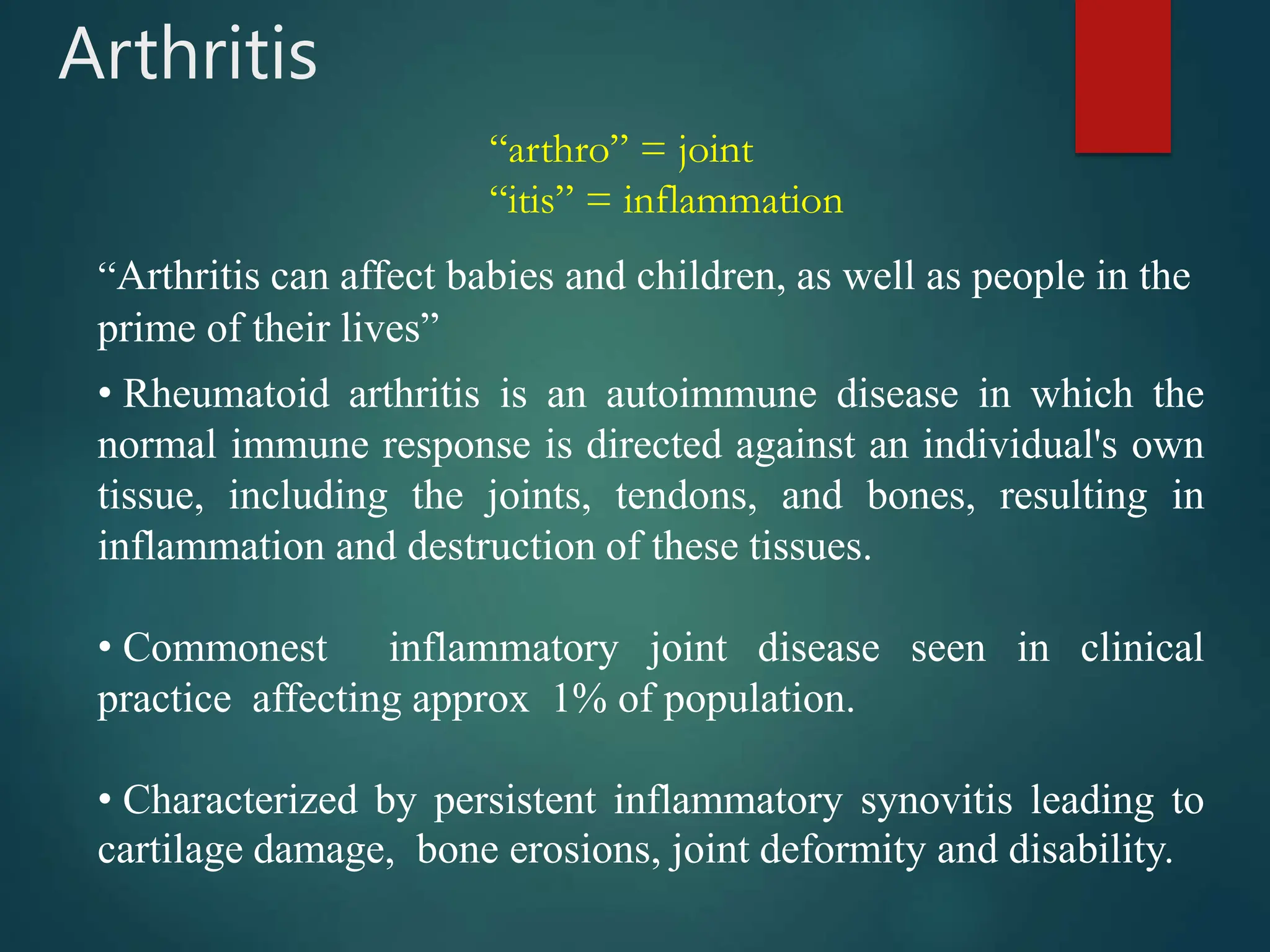 Rheumatoid Arthritis for Medical and Pharmacy Students | PPT