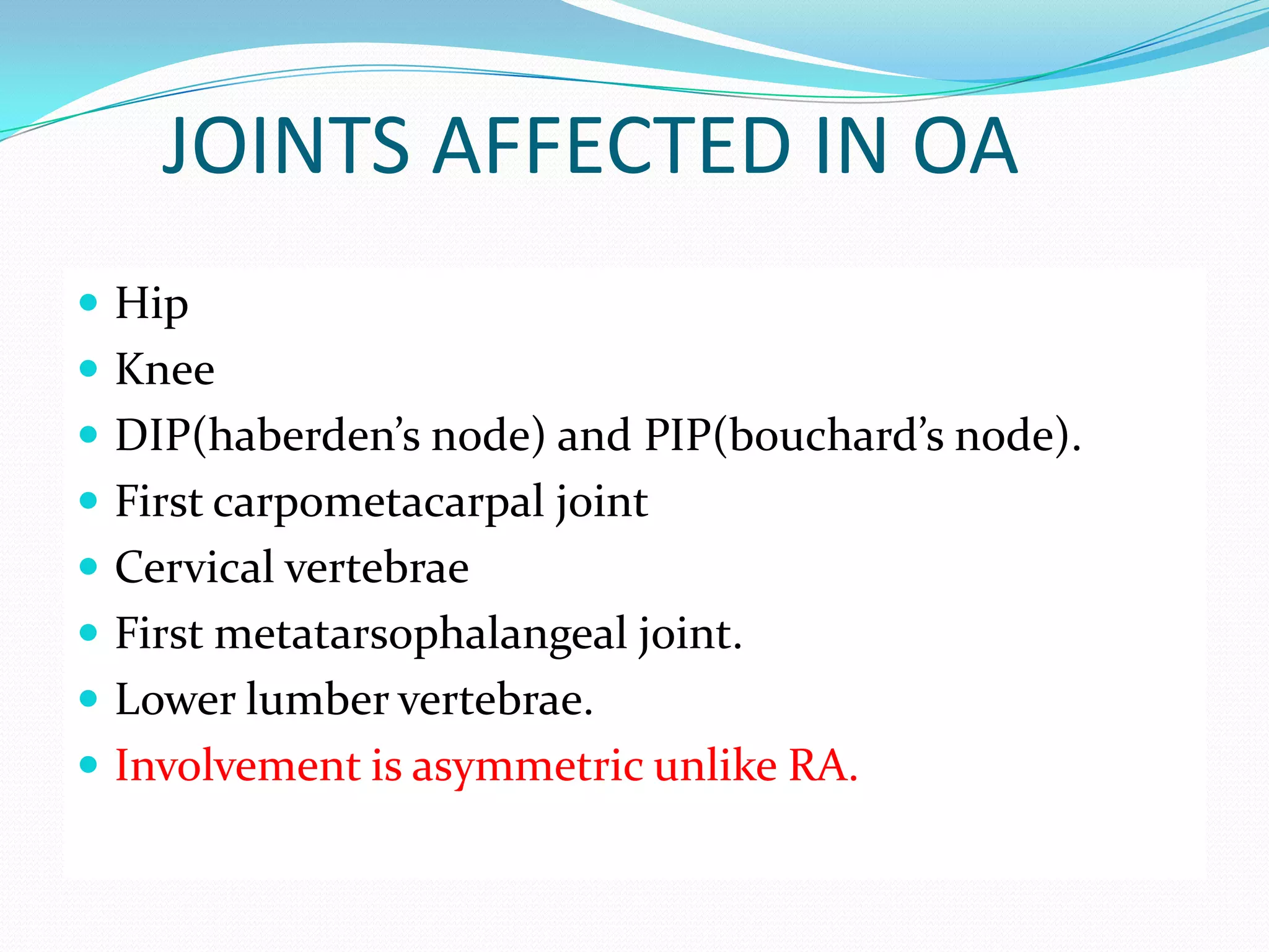 Rheumatoid arthritis and osteoarthritis | PPTX
