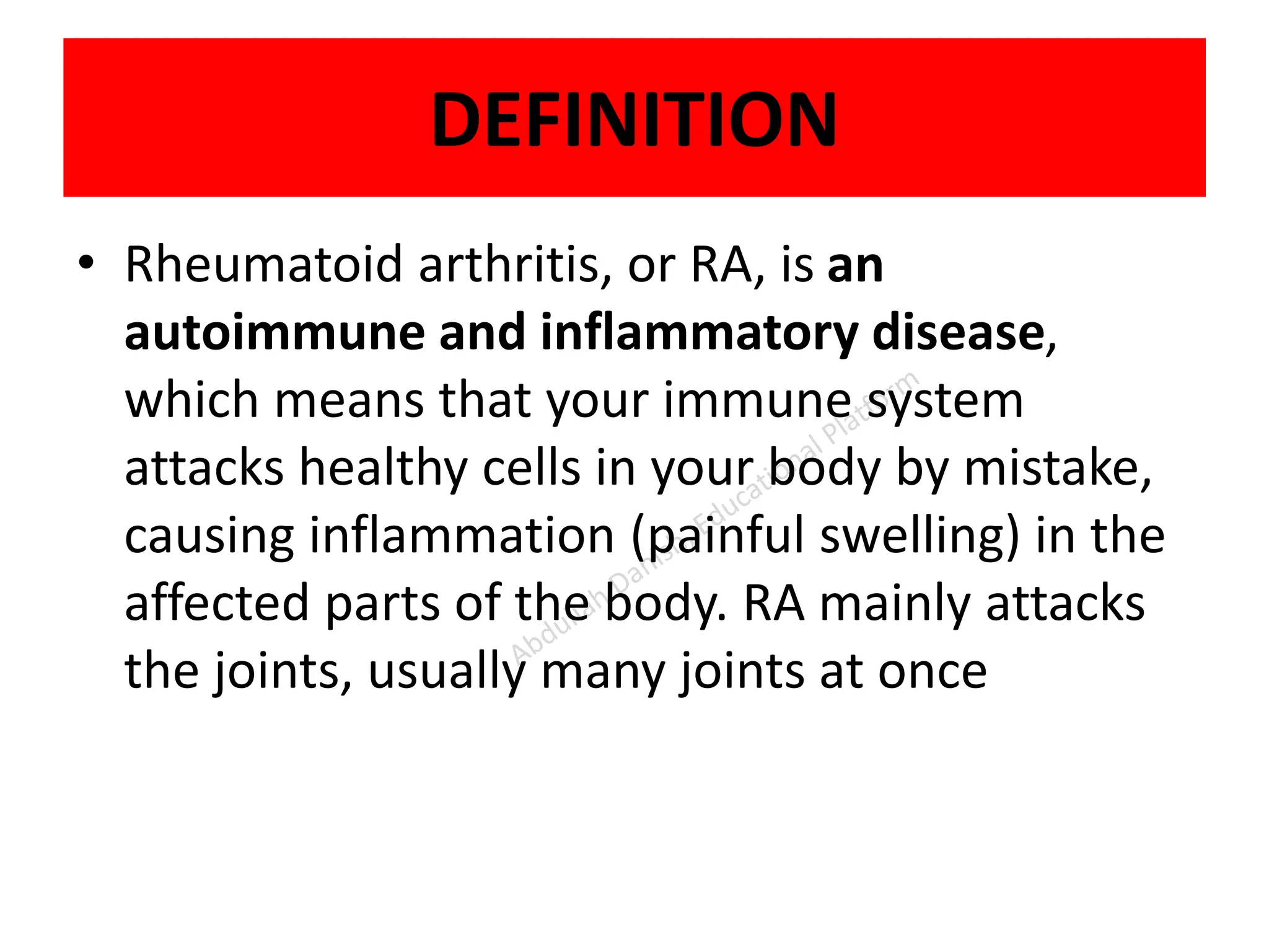 Rheumatoid arthritis, Educational Platform.pptx