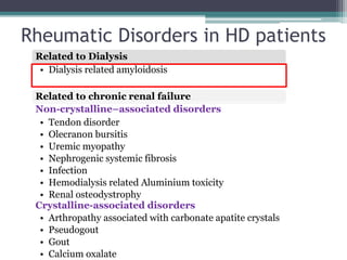 Rheumatological aspects in hemodialysis | PPTX