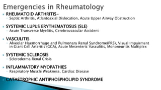 Rheumatological emergencies shivaom | PPTX