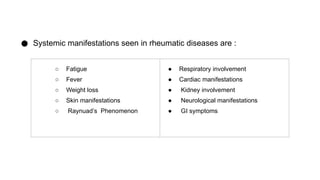 rheumatological manifestations .pptx rheumatology | PPTX