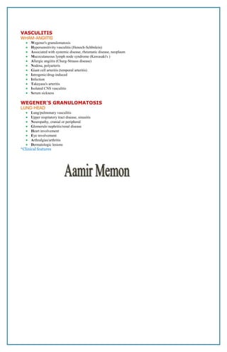 Rheumatology mnemonics | PDF