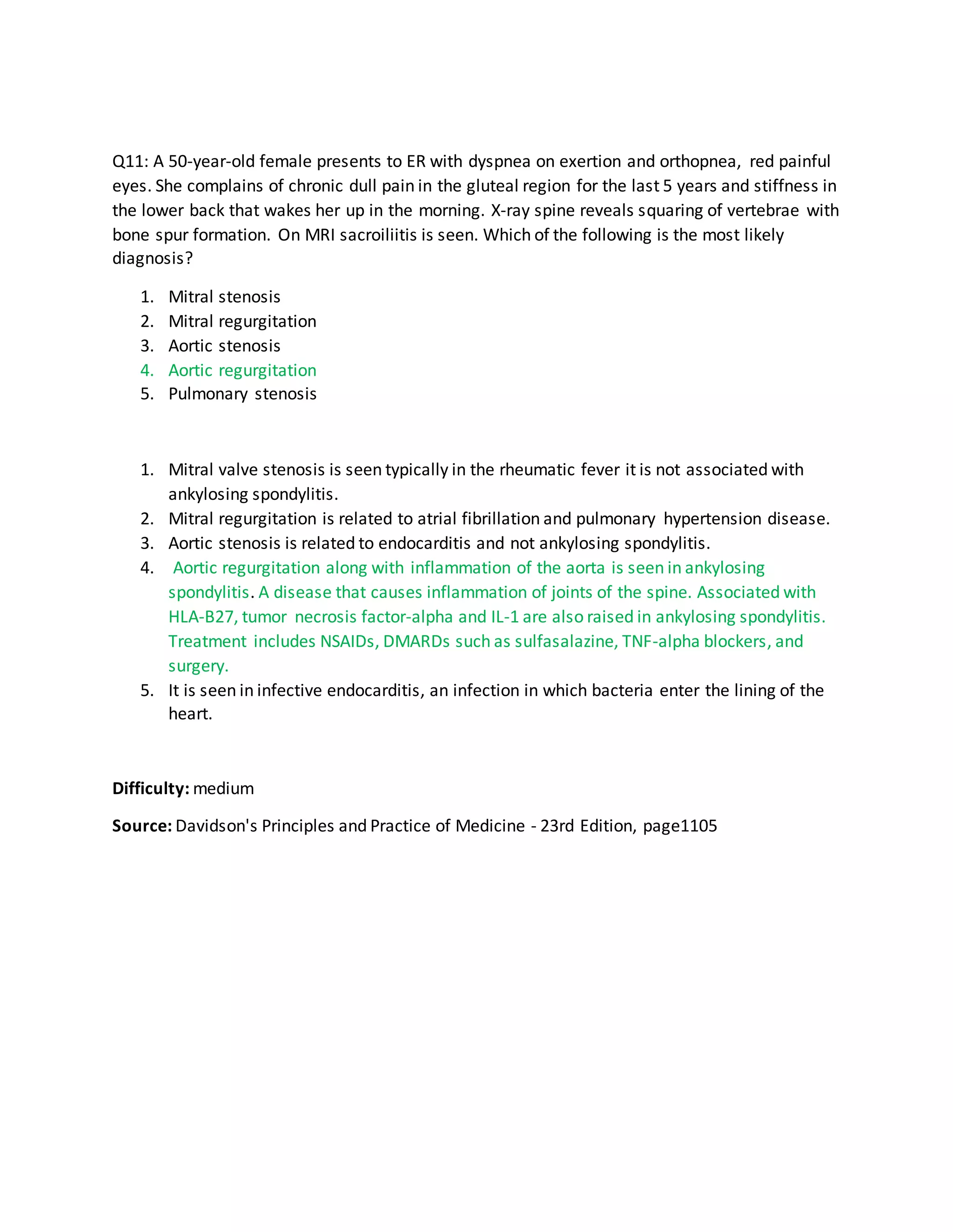 Rheumatology MCQs Practice questions with explanation | DOCX