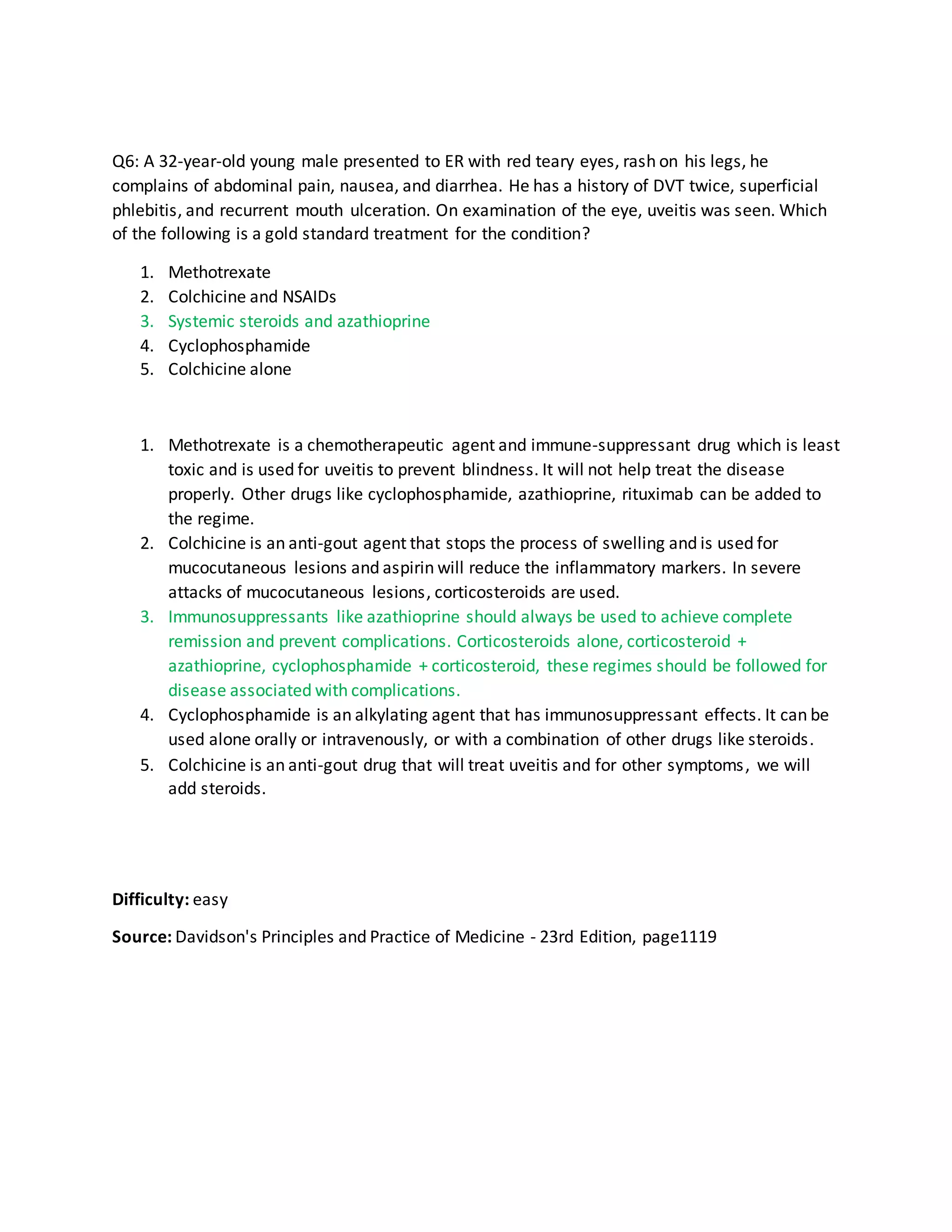 Rheumatology MCQs Practice questions with explanation | DOCX