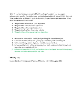 Rheumatology MCQs Practice questions with explanation | DOCX