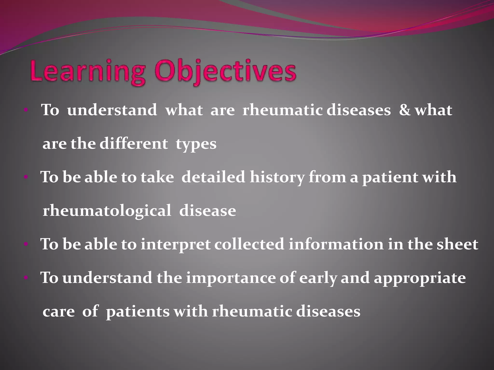 Rheumatology Sheet | PPTX