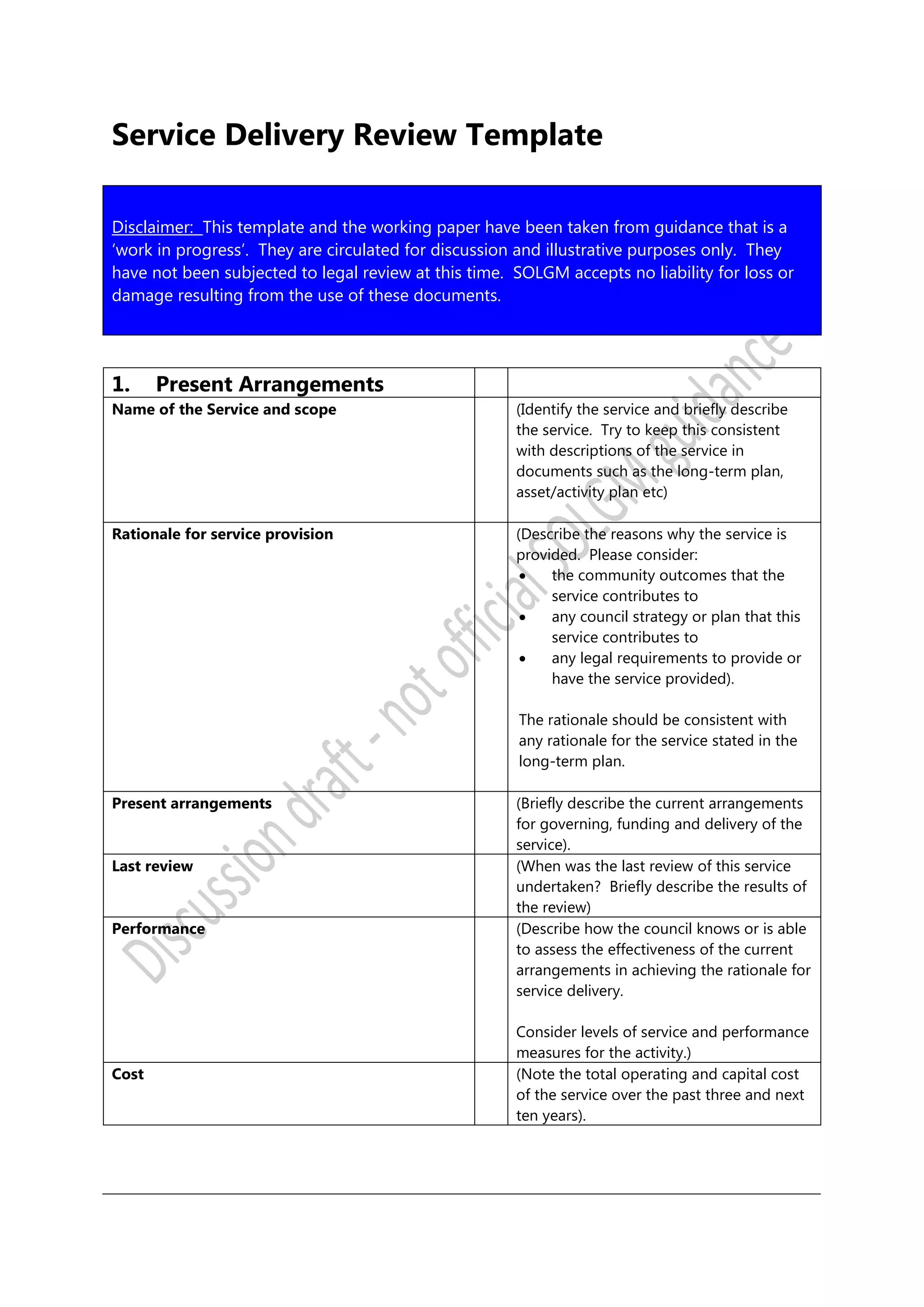 Service Delivery Review Template | PDF