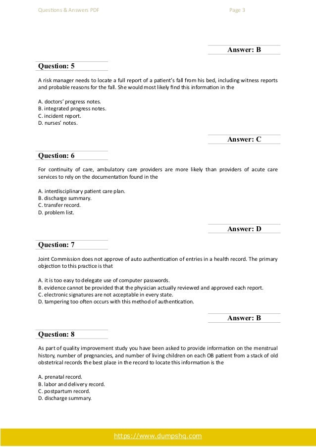 RHIA Exam Questions are Out - Download and Prepare RHIA