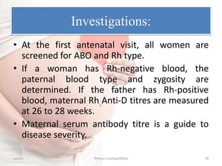 Rh Incompatibility a Gynecological disorder | PPT