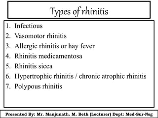 Rhinitis (nasal disorder). | PPTX