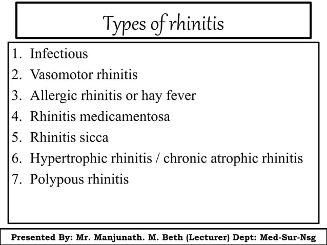 Rhinitis (nasal disorder). | PPTX | Ear, Nose and Throat Conditions ...