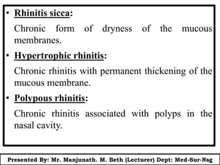 Rhinitis (nasal disorder). | PPTX