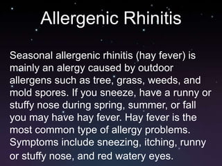 Rhinitis report | PPTX | Ear, Nose and Throat Conditions | Diseases and ...