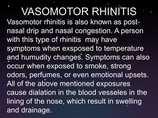 Rhinitis report | PPTX | Ear, Nose and Throat Conditions | Diseases and ...