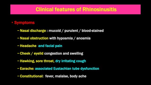 Rhinosinusitis- Definition, Clinical features, Diagnosis.pptx