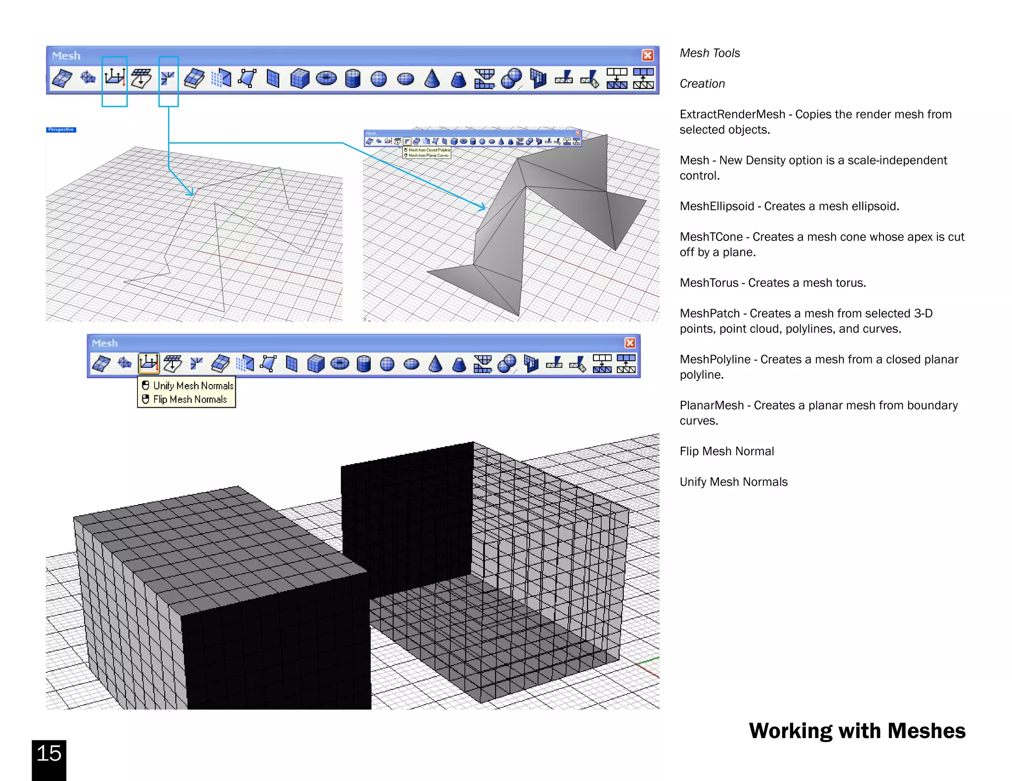 Rhino Working with Meshes | PDF