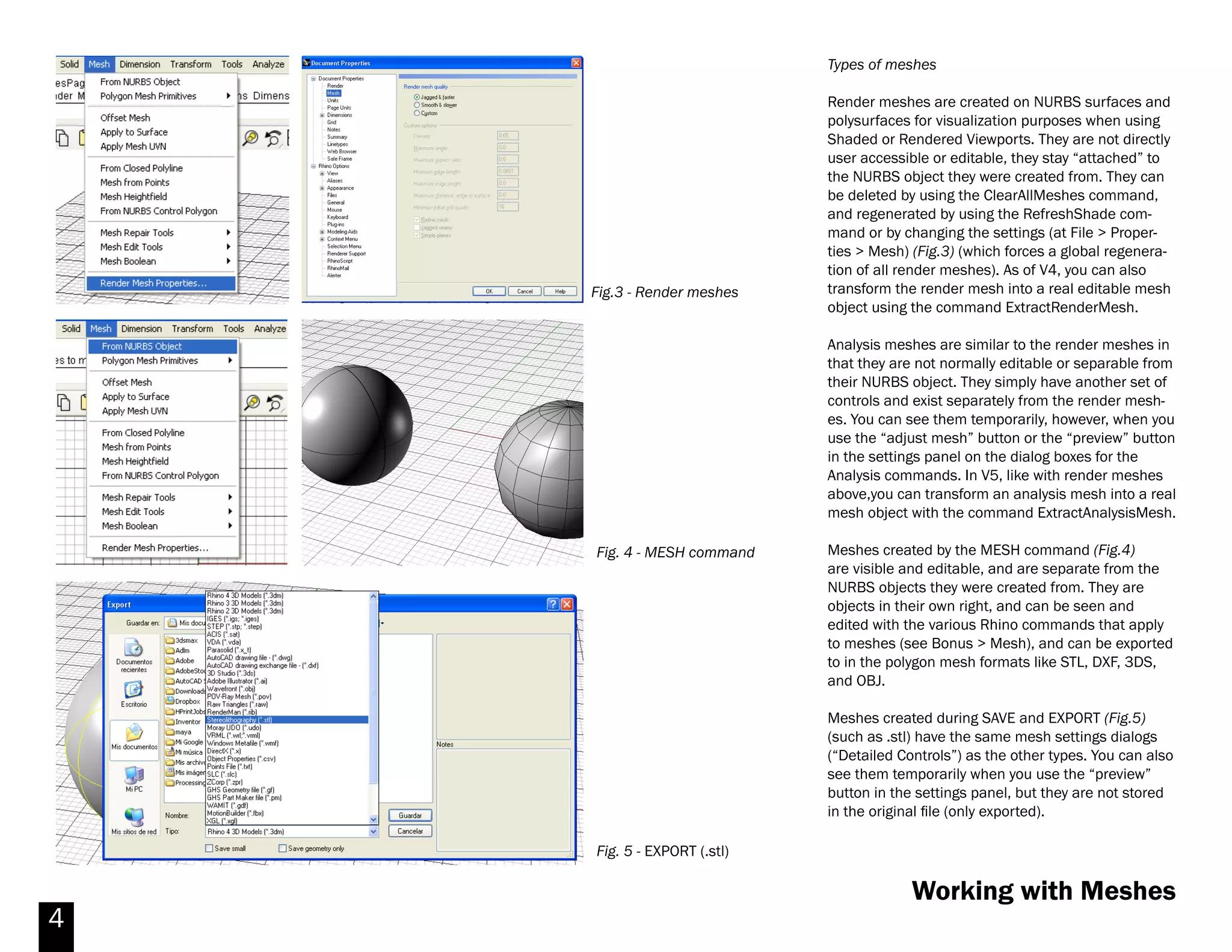 Rhino Working with Meshes | PDF