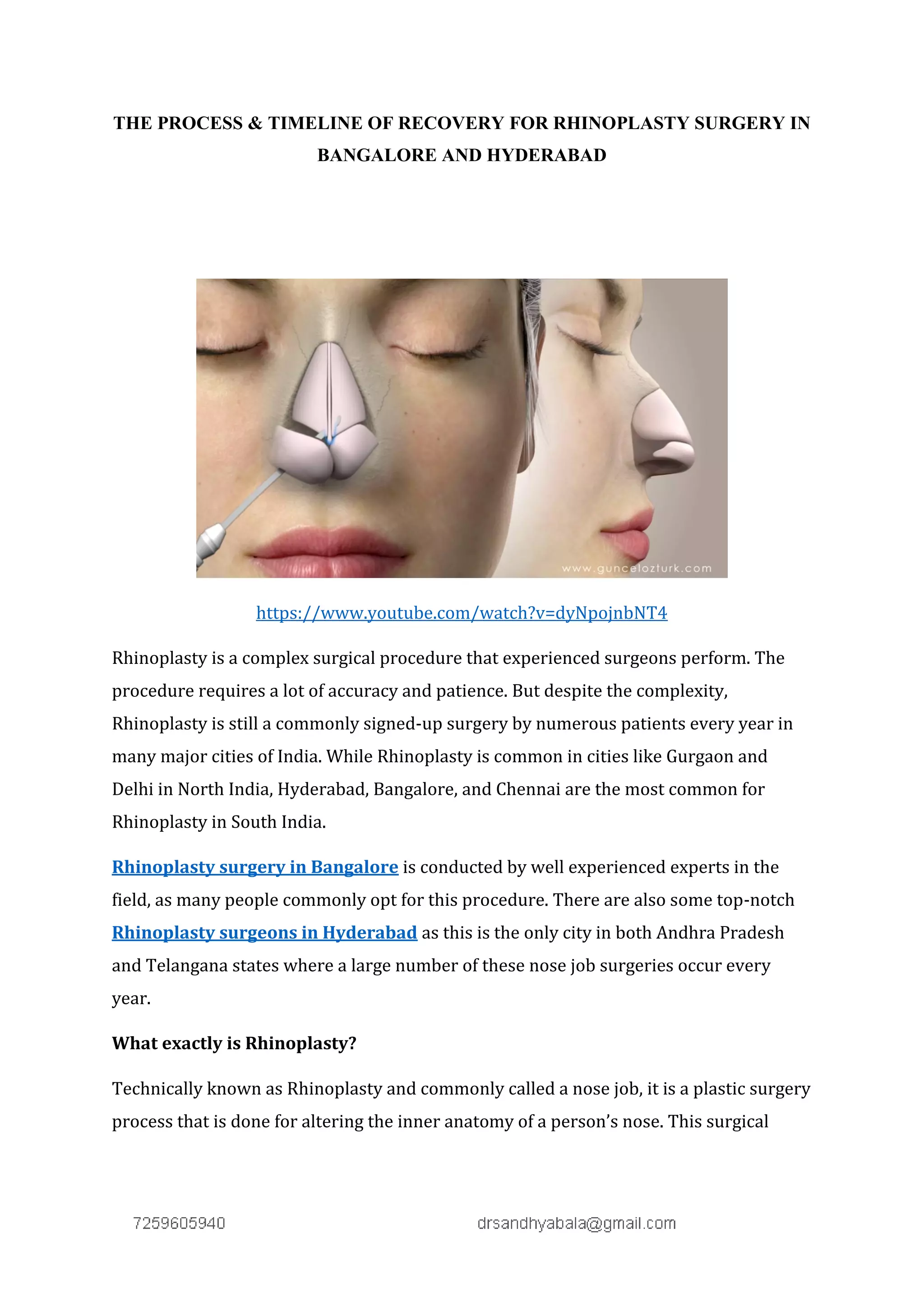 Rhinoplasty recovery timeline and tips | PDF | Ear, Nose and Throat ...