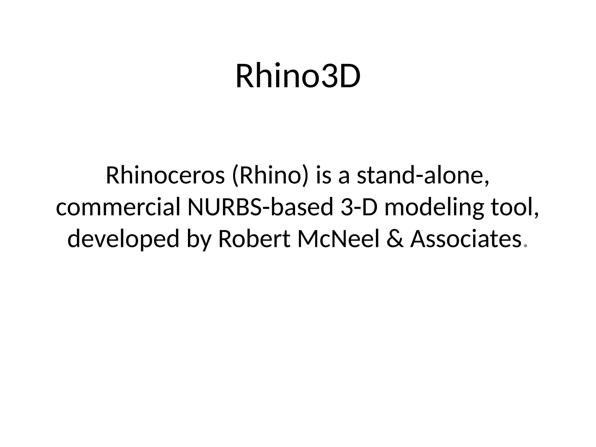 Rhino 3D - Introduction to 3D Modelling & Design | PPTX