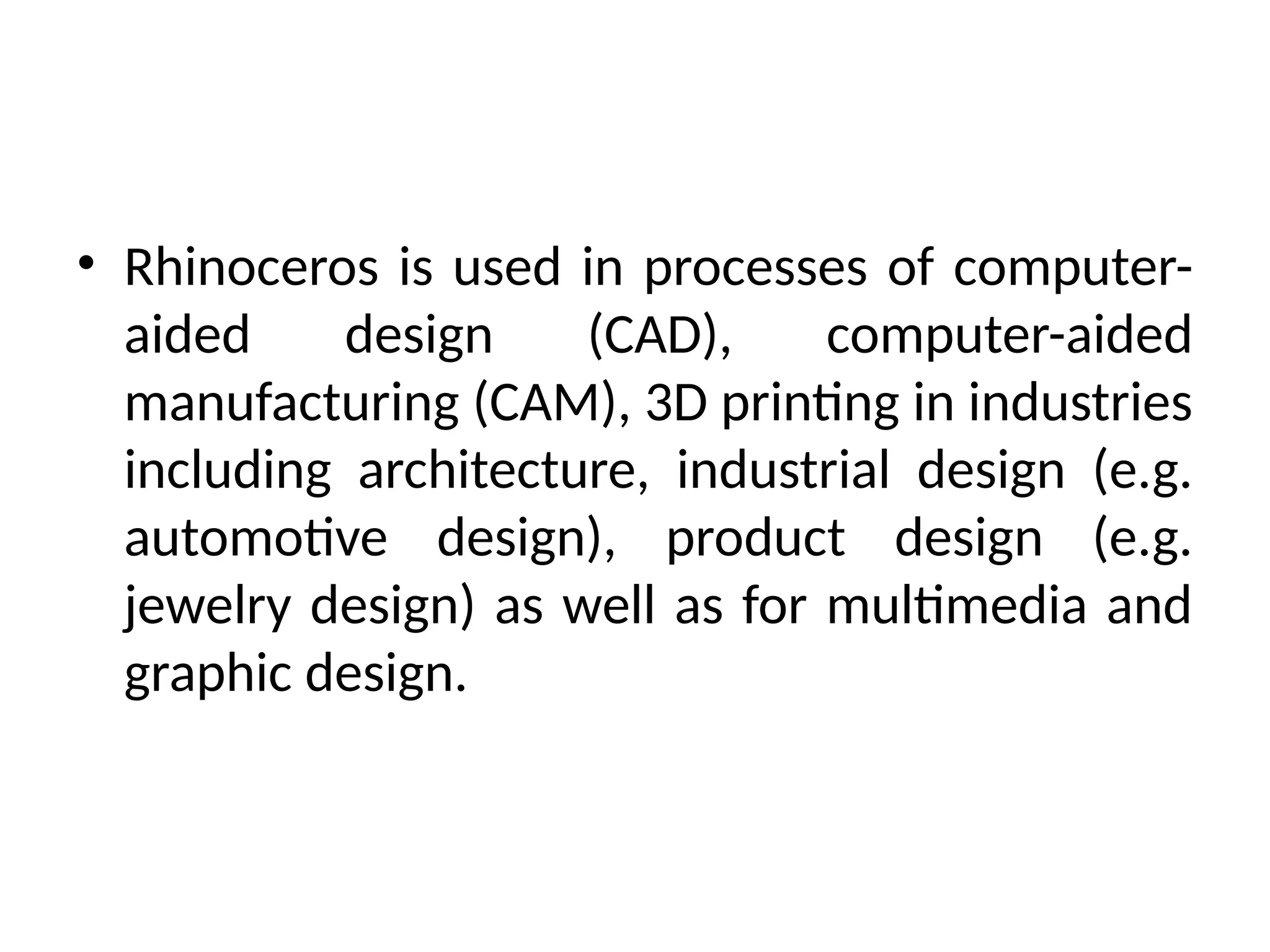 Rhino 3D - Introduction to 3D Modelling & Design | PPTX