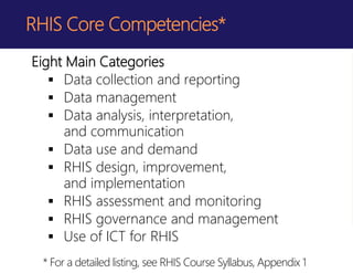 RHIS Curriculum: Standardizing Core Competencies and Training Materials ...