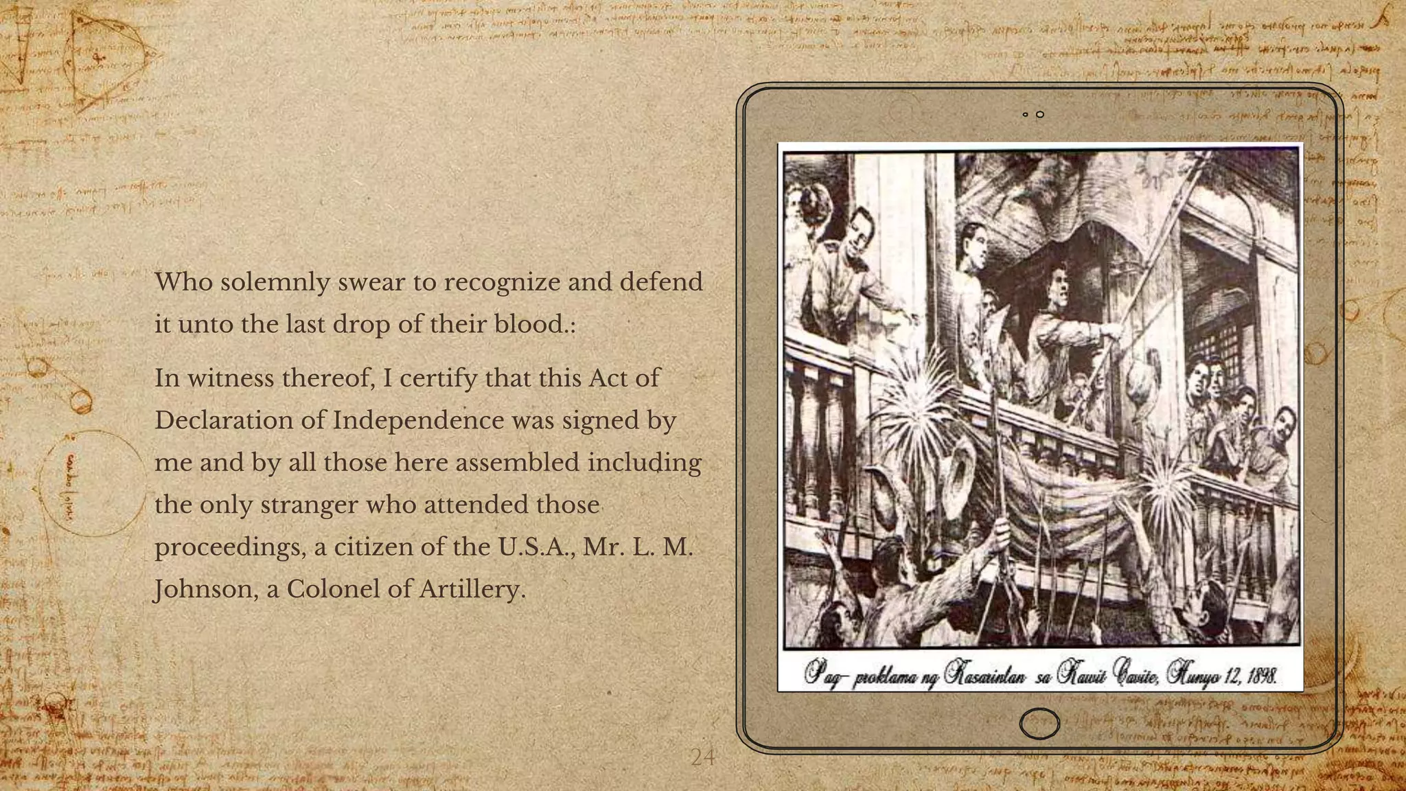 Act of Declaration of Philippine Independence BY: Ambrosio Rianzares ...