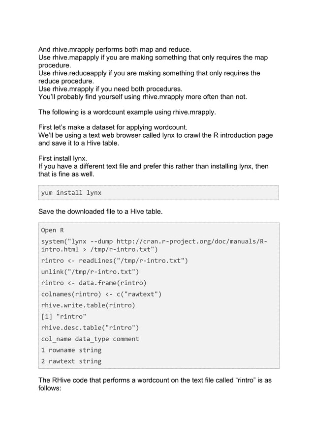 R hive tutorial - apply functions and map reduce | PDF