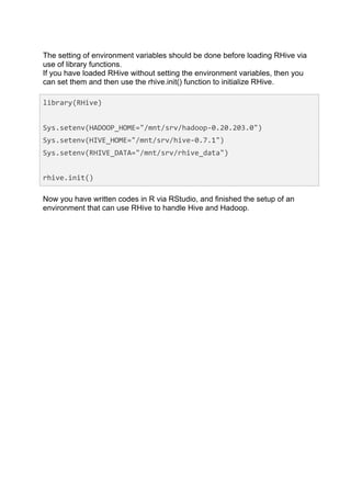 R hive tutorial supplement 3 - Rstudio-server setup for rhive | PDF