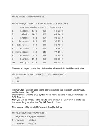 R hive tutorial - udf, udaf, udtf functions | PDF