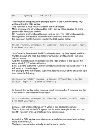 R hive tutorial - udf, udaf, udtf functions | PDF