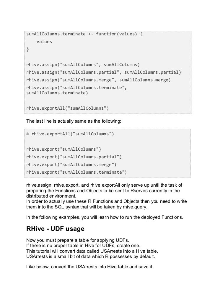 R hive tutorial - udf, udaf, udtf functions