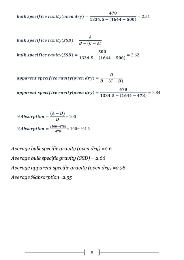 Specific Gravity And Absorption Of Fine Aggregate Pdf Chemistry