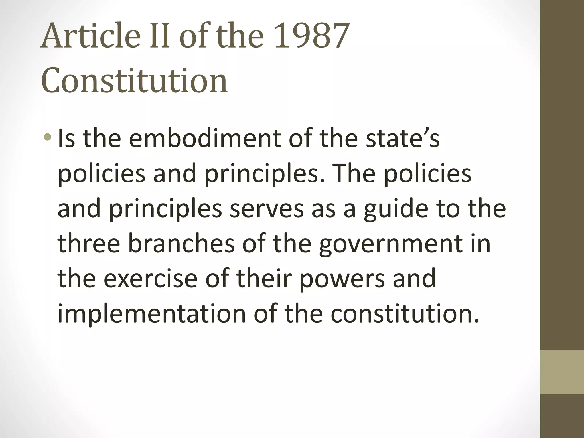 Article ii of the 1987 philippine state policies and principles | PPTX