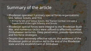 Rhodesian Bush War irregular warfare presentation | PPTX