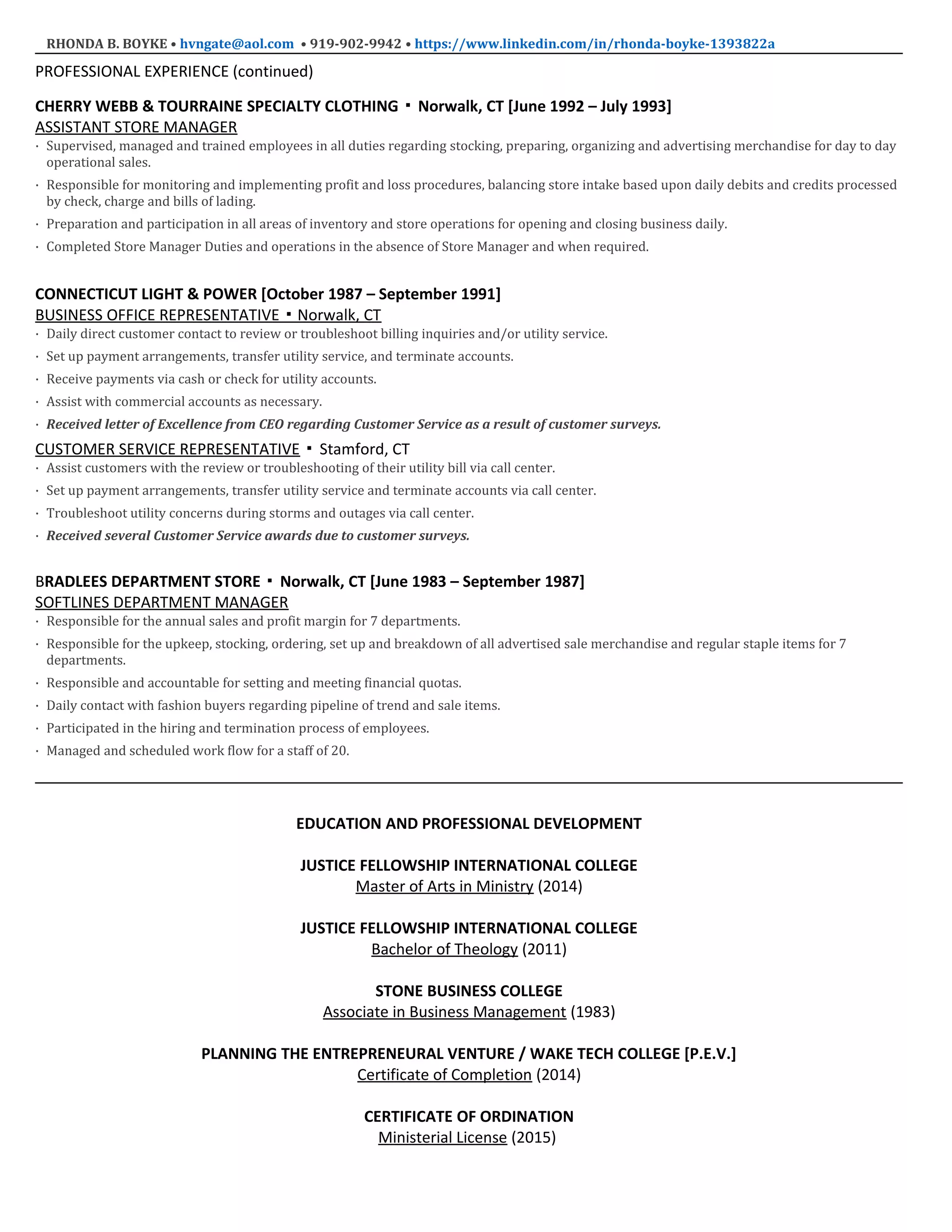 Rhonda exec resume | PDF