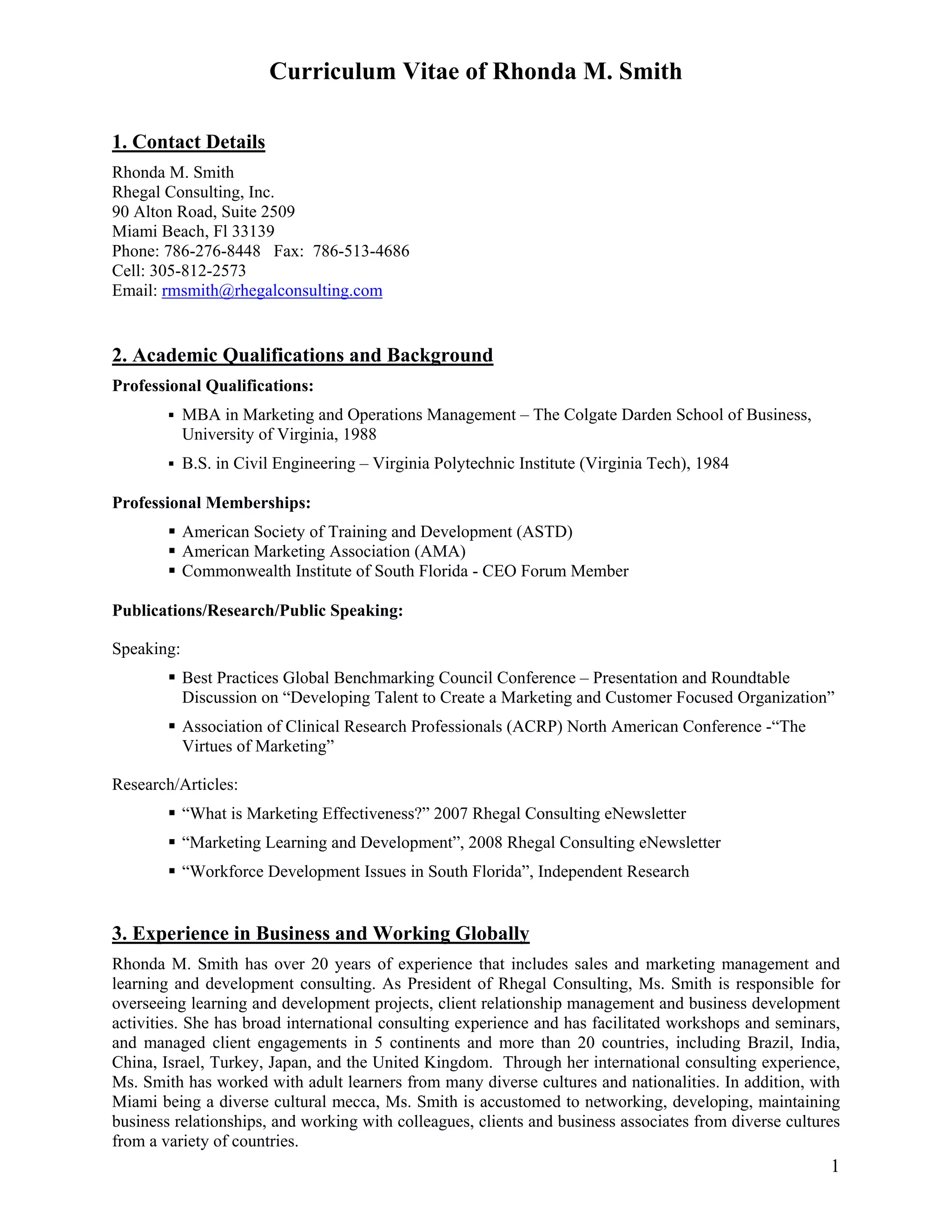 Rhonda M Smith Cv | PDF