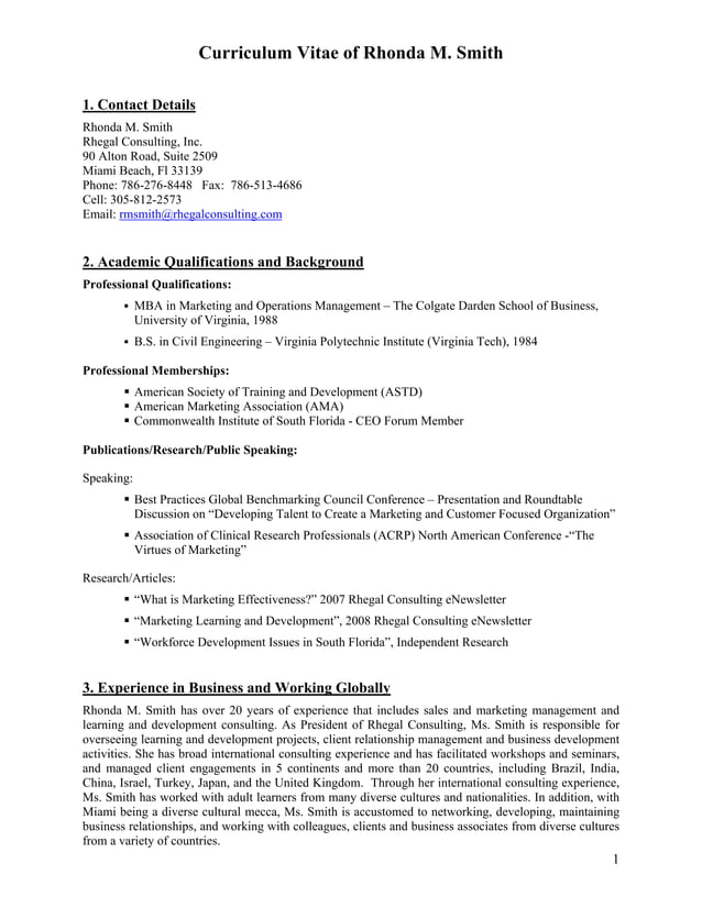 Rhonda M Smith Cv | PDF