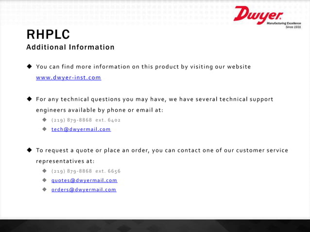 Series RHPLC Wall Mount Humidity/Temperature Transmitter | PPT