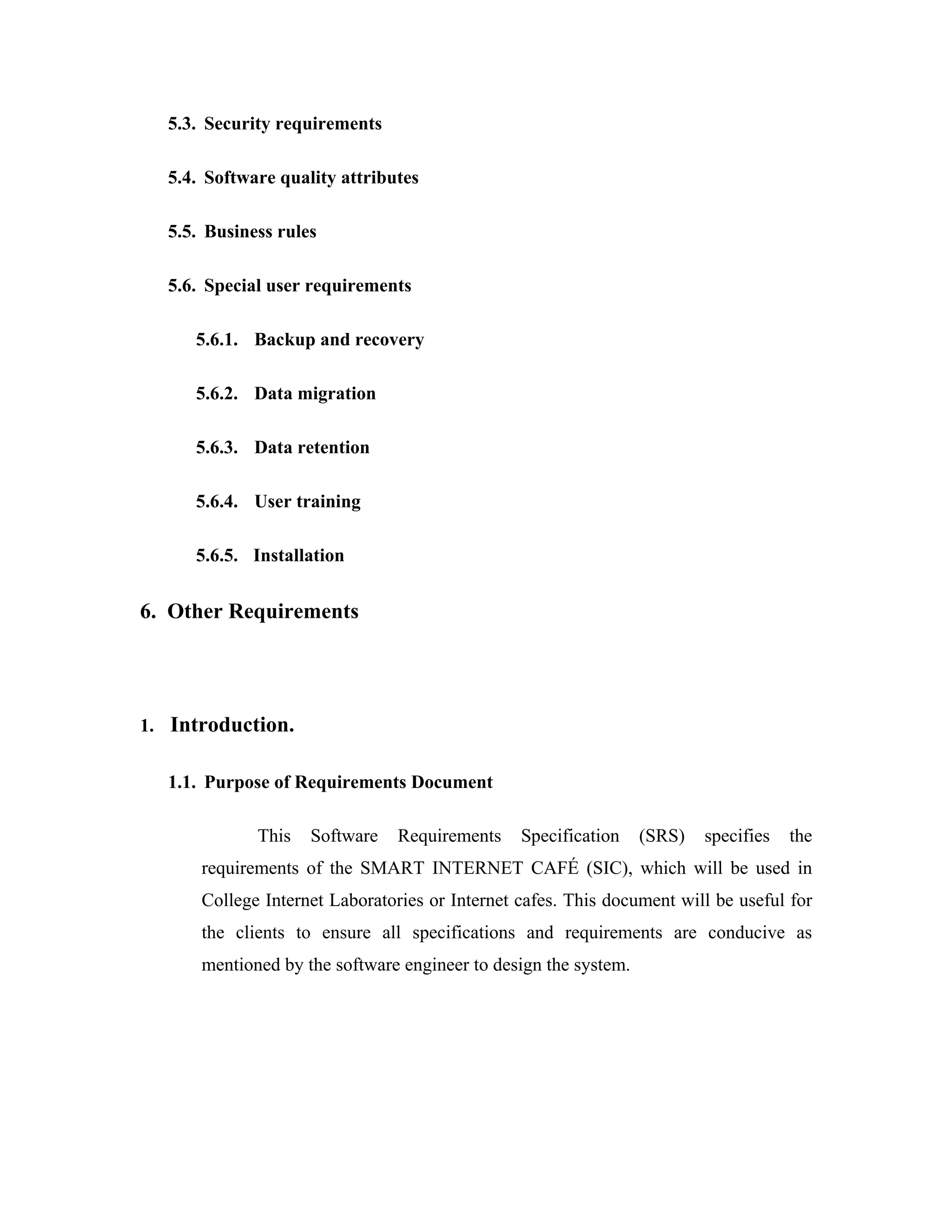 Software Requirement Specification For Smart Internet Cafe | PDF