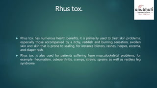 Rhus tox. homeopathy remedy used to treat skin problems especially ...
