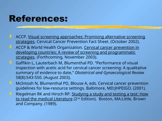 RH_via_evidence_ Cervical Cancer Screening - VIA method | PPT
